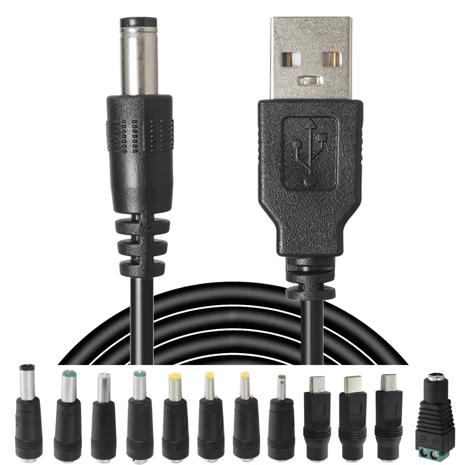 can 1M USB to DC Power Cable with 12 Interchangeable Plugs 5V 2A ...