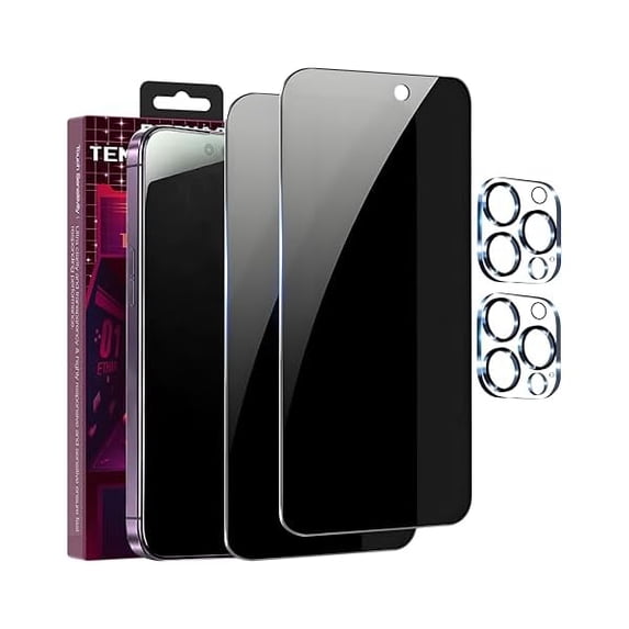 can 2+2 Pack for iPhone 16 Pro Max Privacy Screen Protector with Camera ...