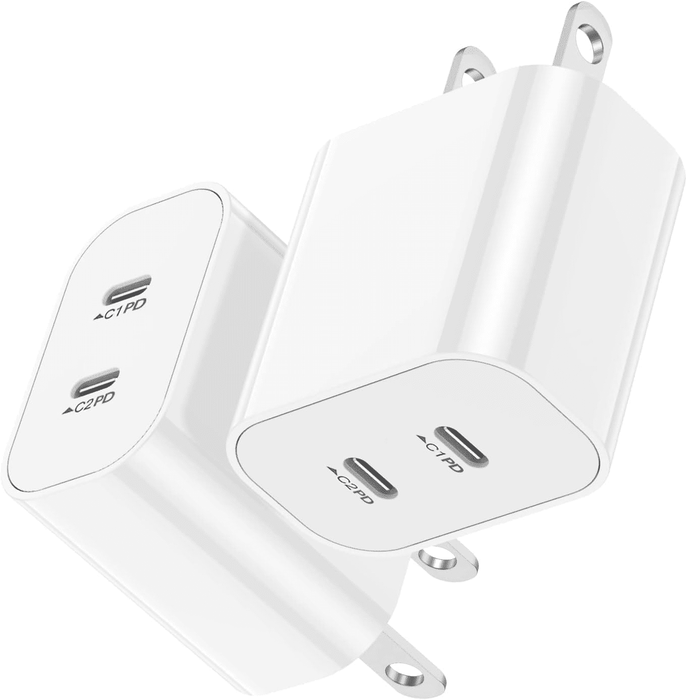 can 2-Pack Dual Port USB-C Wall Charger Block Fast Charging Power Plug ...