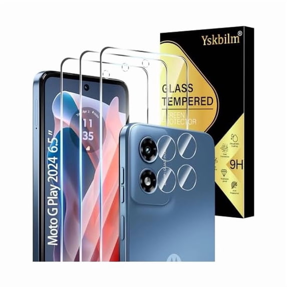 can (3+2 Pack) Designed for Motorola Moto G Play 5G 2024 Tempered Glass ...