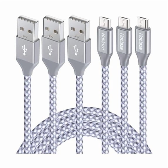 can Micro USB Cable 10FT, Android Charger Cord 3Pack Long Nylon Braided ...