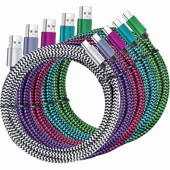 can USB Type c Cable, 5 Pack (6FT) Nylon Braided USB C Cables 3A Fast ...