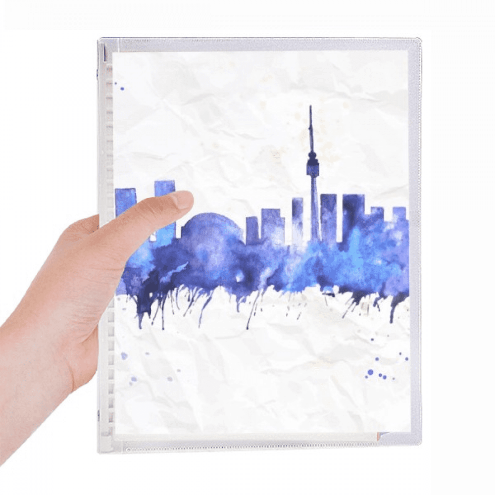 canada landmark city watercolor blue notebook loose diary refillable ...