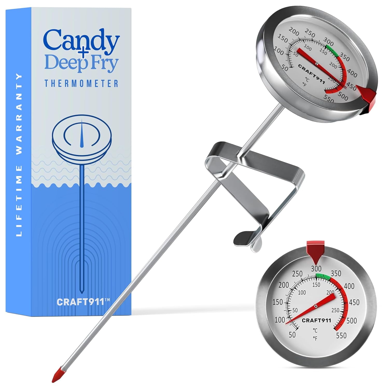 Candy Thermometer with Pot Clip - Deep Fry Oil Thermometer for Frying ...