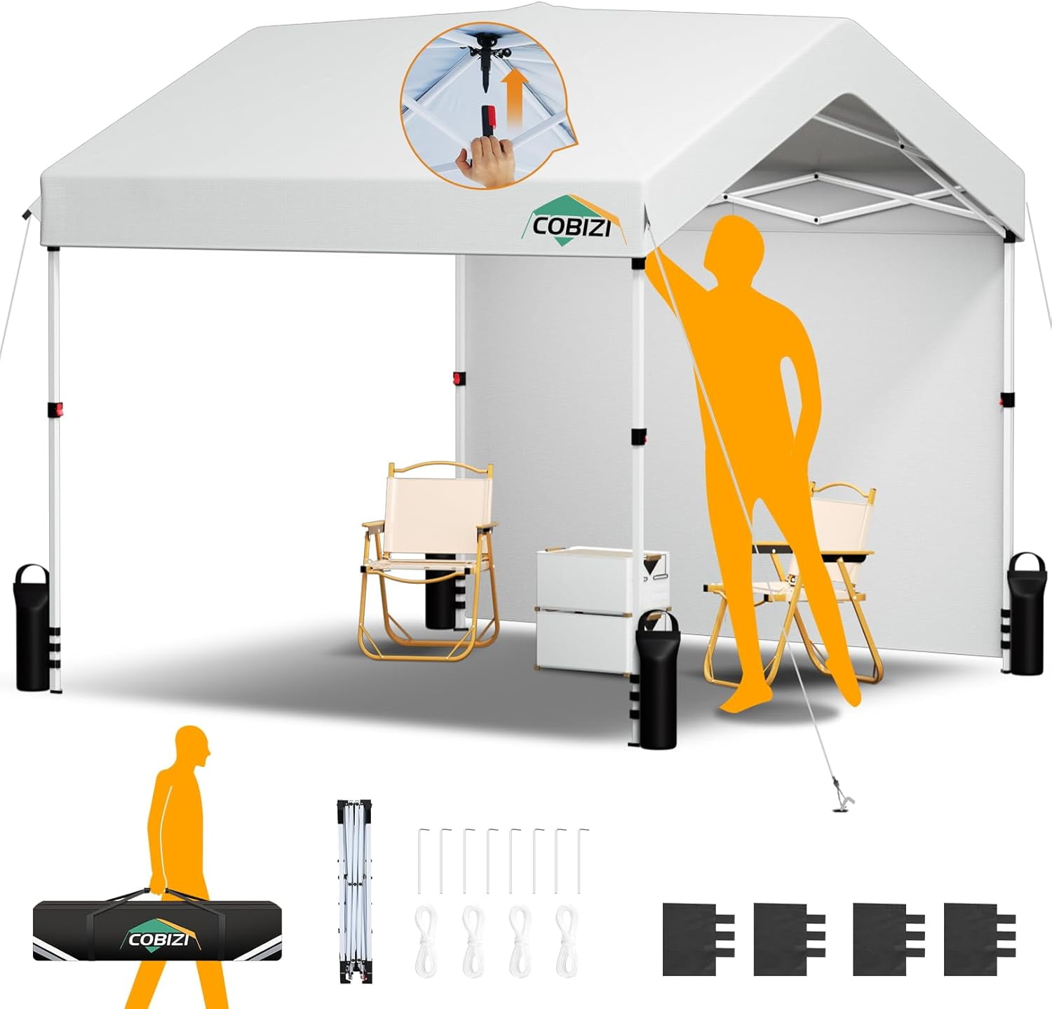 **canopy tent 10x10 pop up canopy with one button push center lock ...