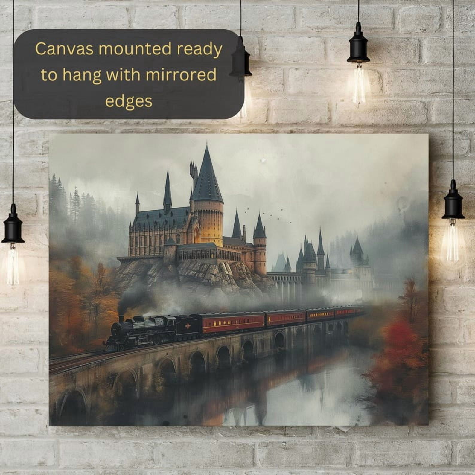 canvas Castle Steam Train Print Autumn Vintage Art Wizard School Fall ...