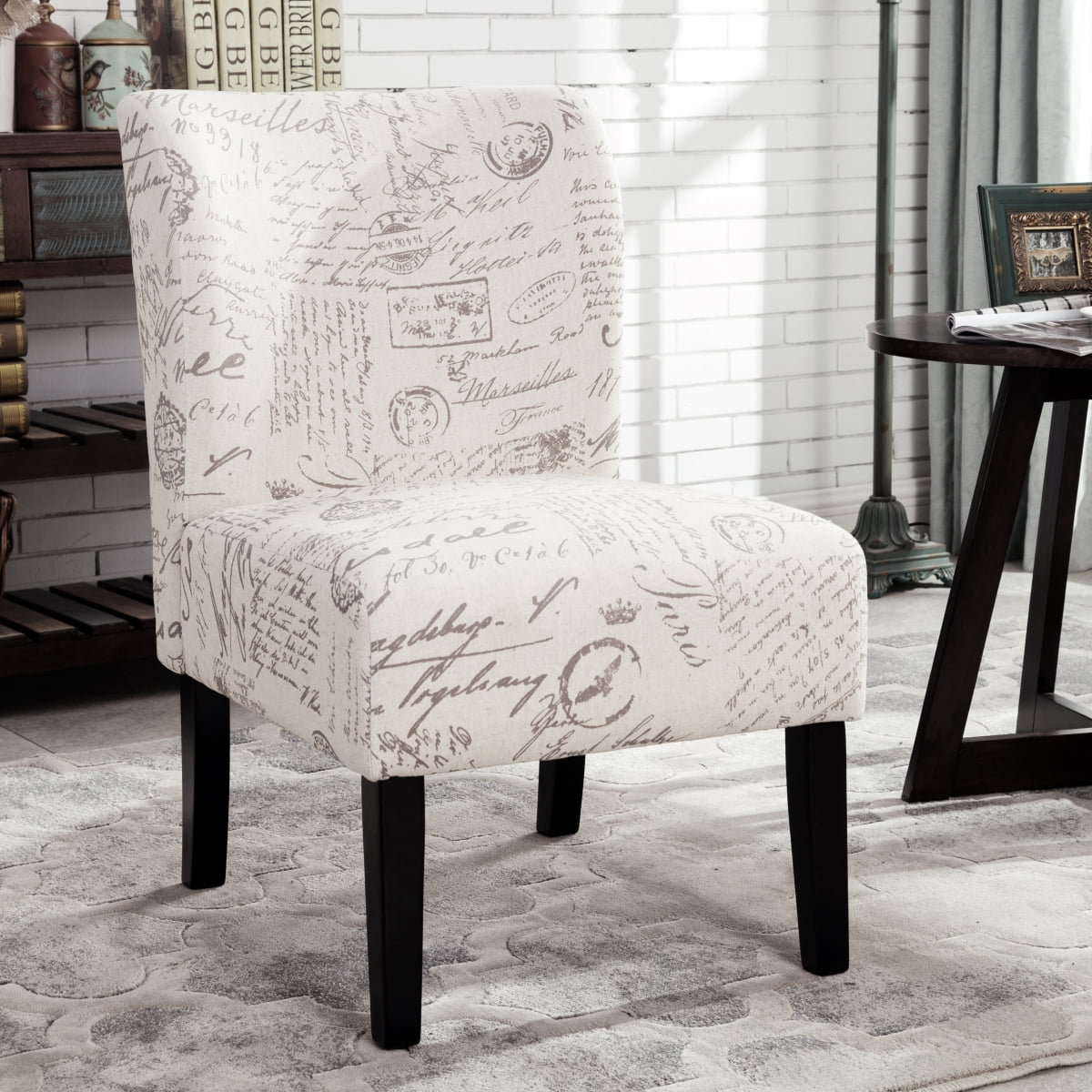 capa english letter print armless contemporary fabric accent chair for ...