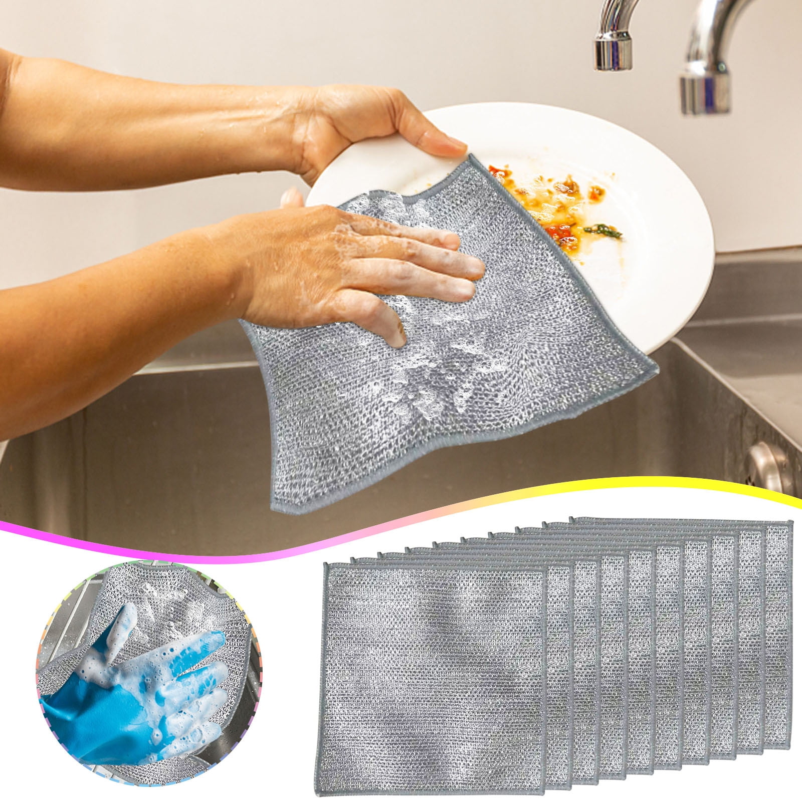 capino 10Pcs Multipurpose Steel Wire Dishwashing Rags - Non-Scratch ...