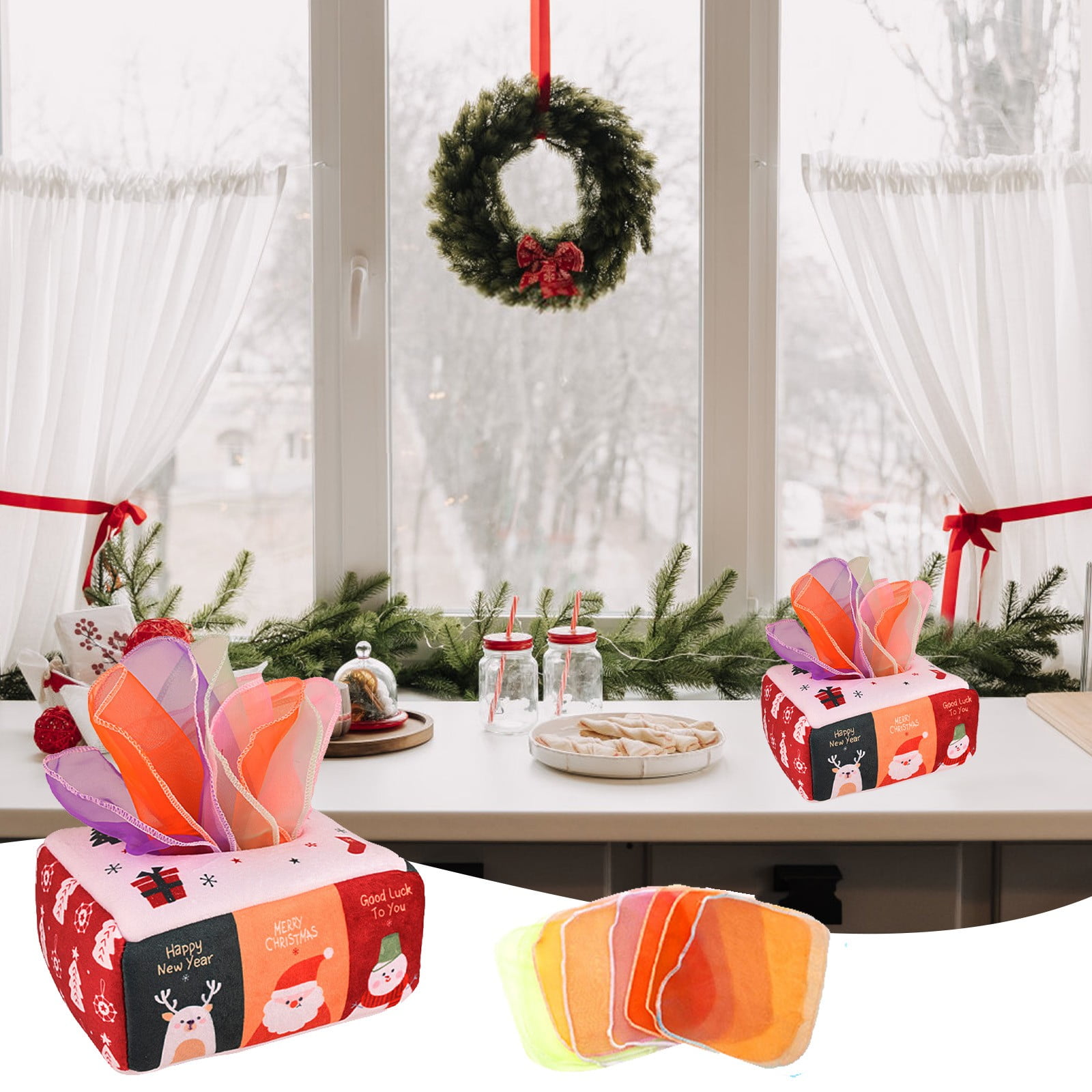 capino 1Pcs Baby Tissue Box Toy, Christmas Theme Colorful Draws Tissues ...