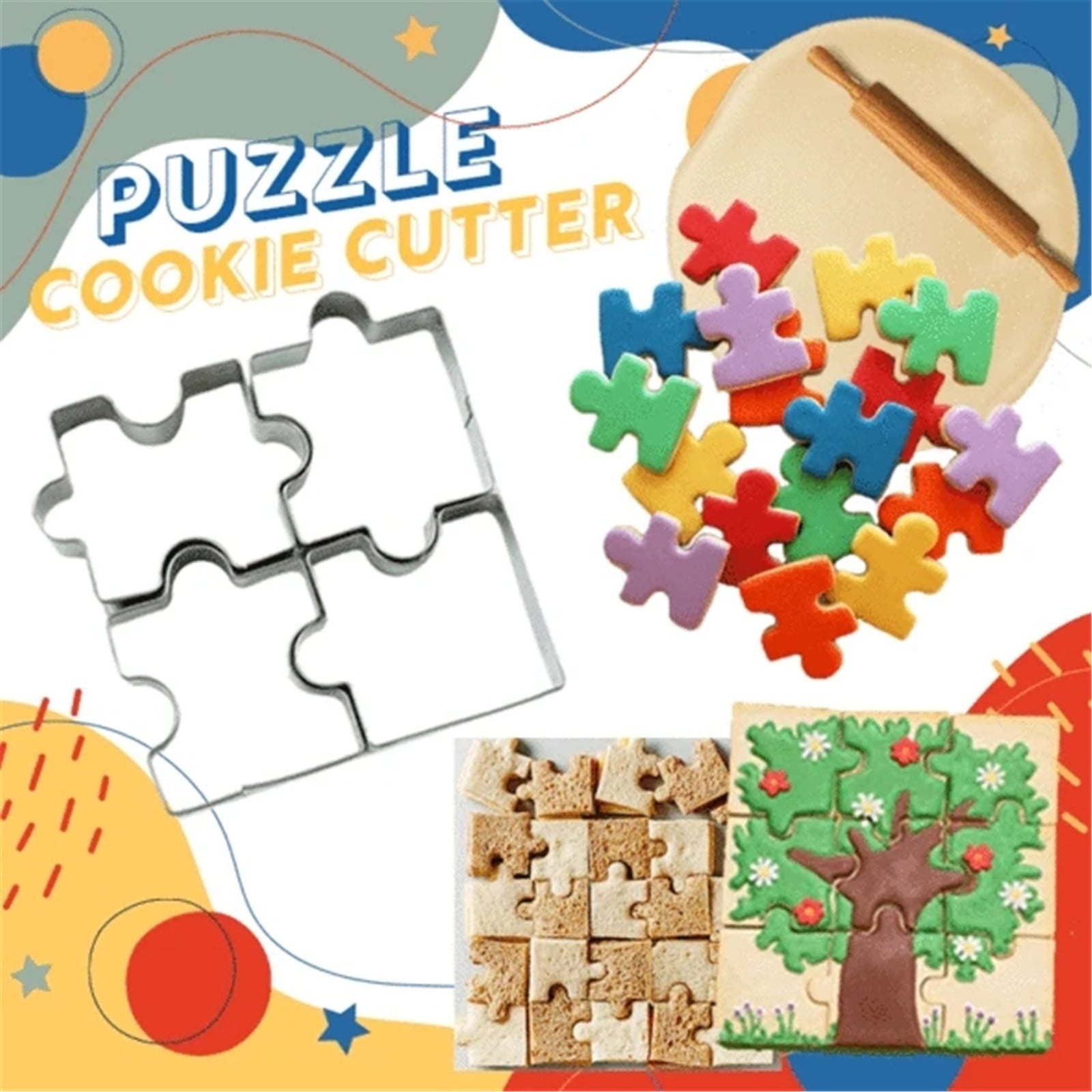 Donemore 4Pcs/Set Puzzle Cookie Cutter Set - Puzzle Piece Fondant ...