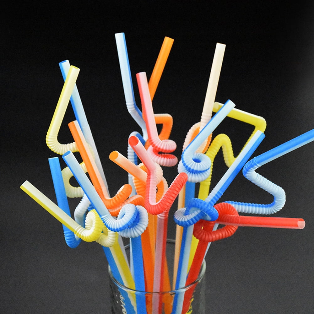 Donemore 50 Pcs Multi-Shaped Plastic Drinking Straws Plastic Funny ...