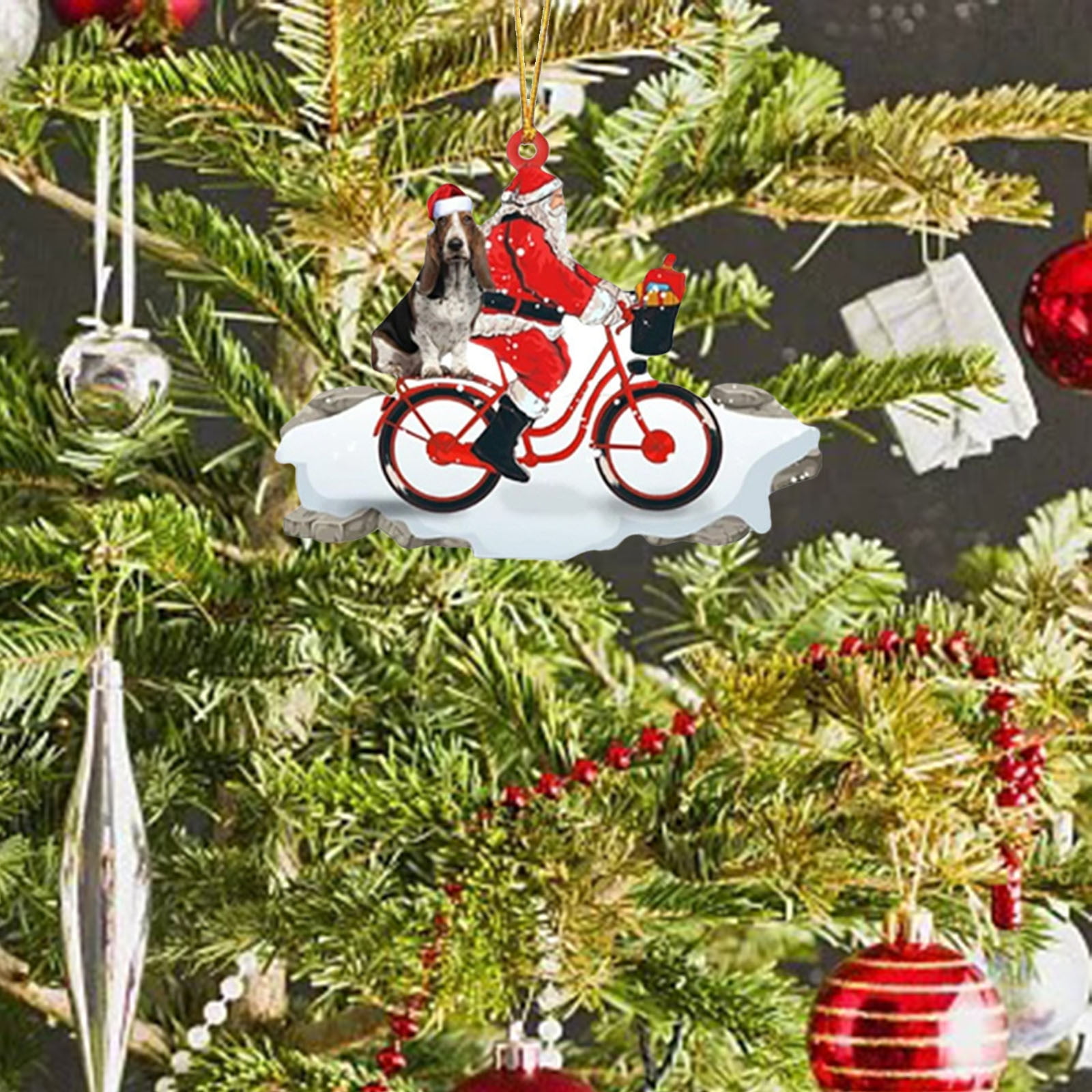 Donemore Christmas Cycling Santa Holiday Decoration, Acrylic Puppy Doll ...