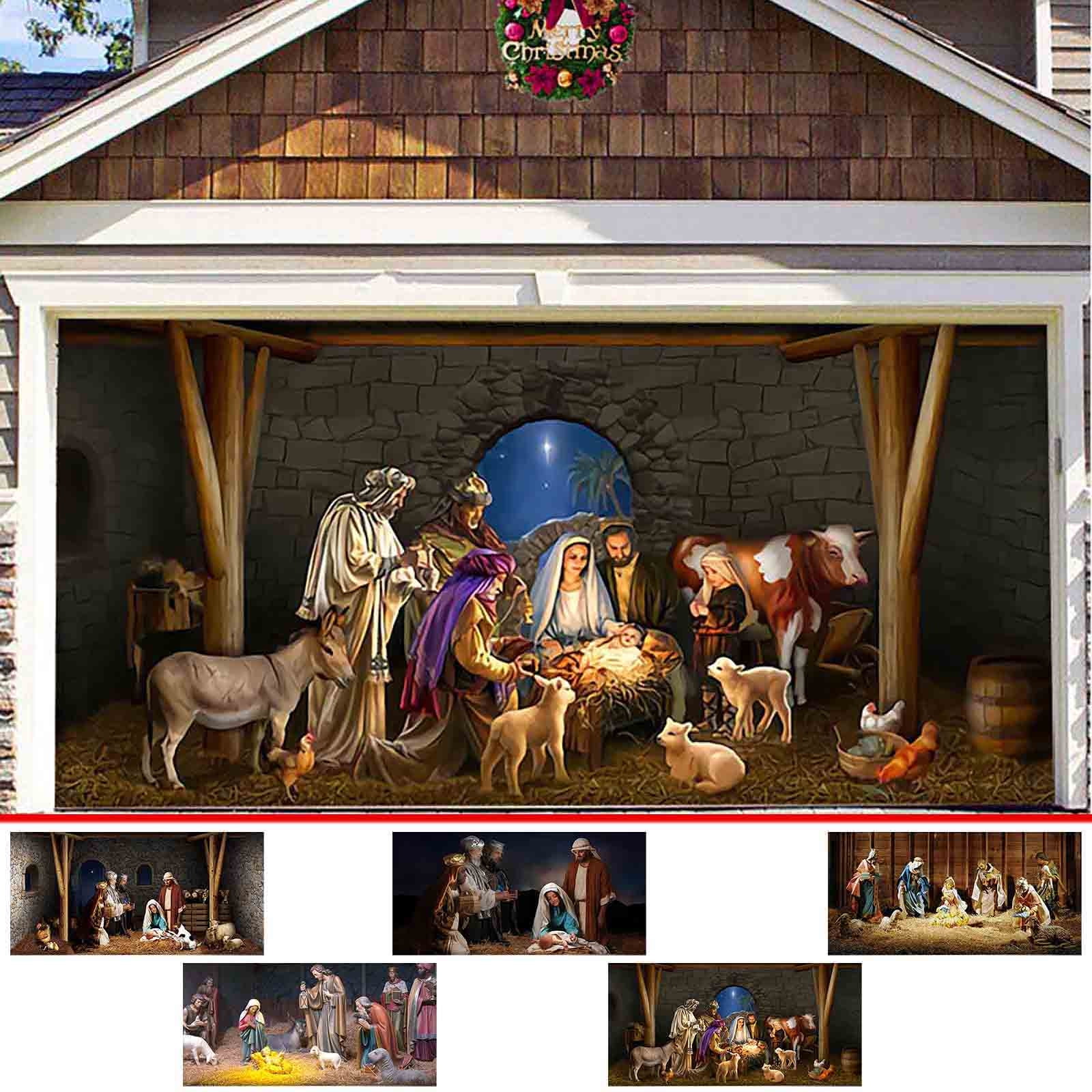 capino Christmas Nativity Garage Door Banner Cover Decorations ...
