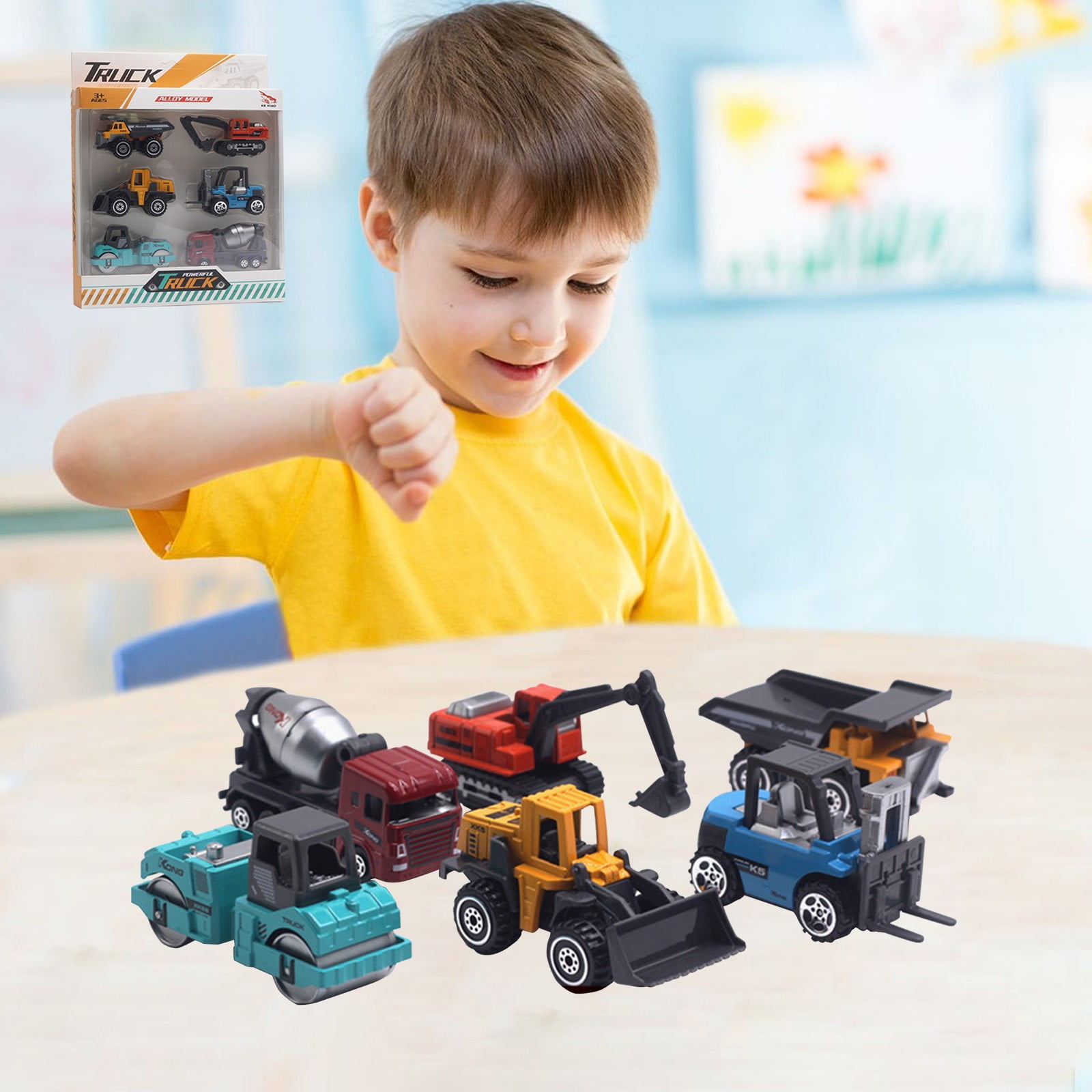 capino Diecast Construction Vehicle Set for Kids, Alloy Return To Engineering Vehicle Model Set ...