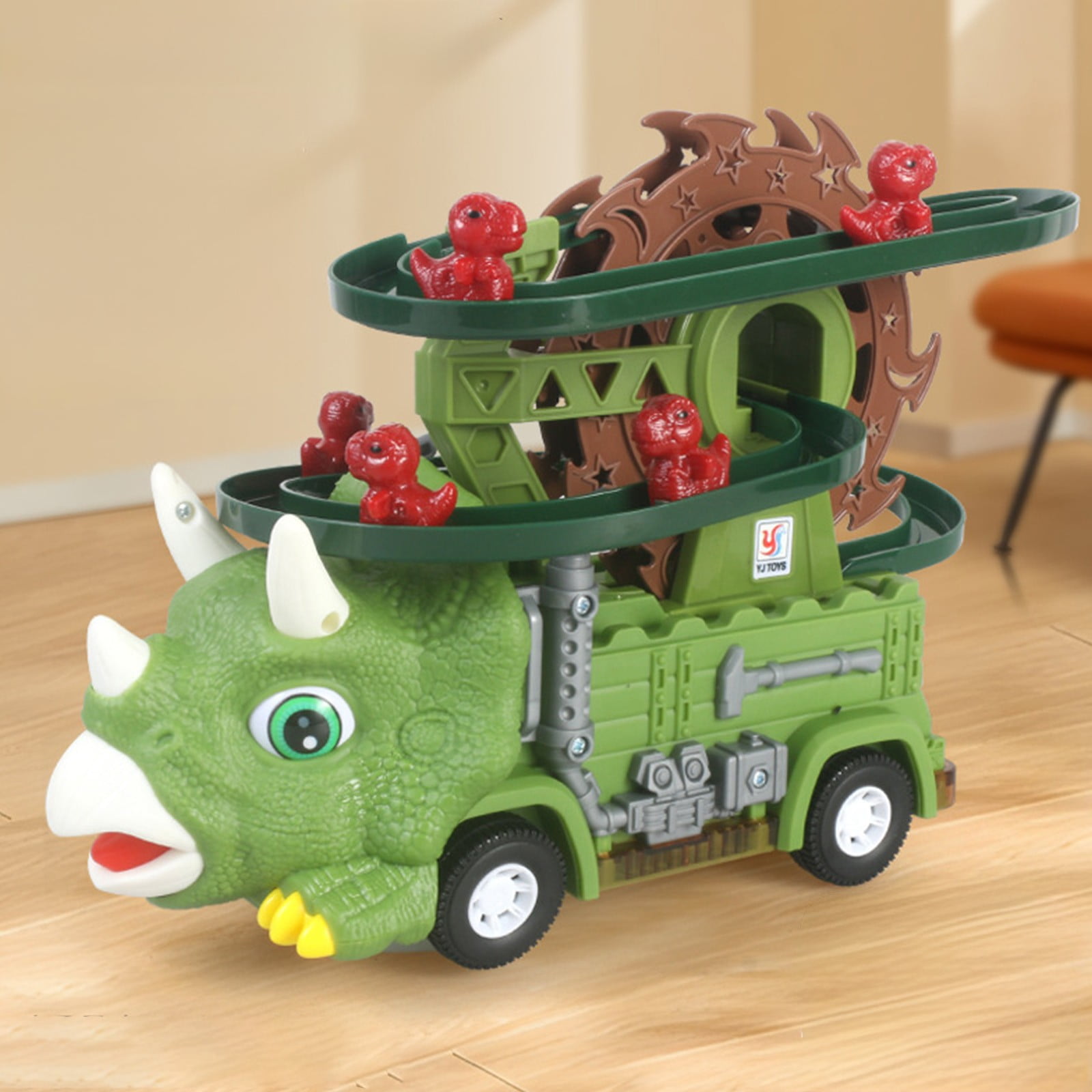 capino Dinosaur Chasing Race Track Game Set, Slide Toy Climb Stairs Toy Roller Coaster Toy with ...