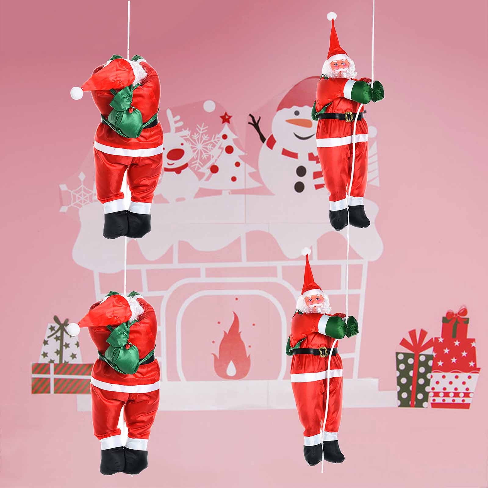 capino Electric Climbing Two Santa Christmas Ornament On Rope Ladder ...