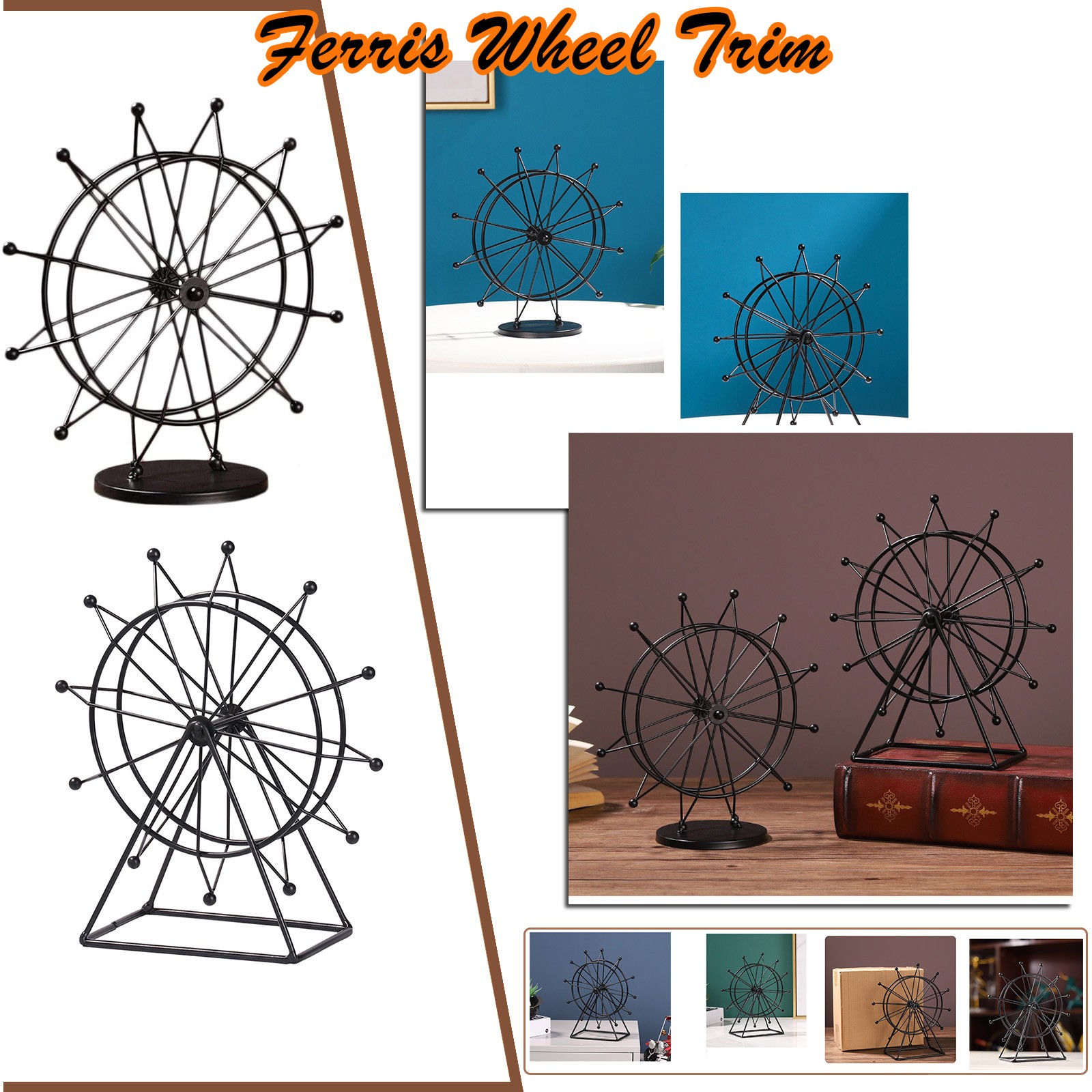 Donemore Ferris Wheel Model, Ferris Wheel Ornament Metal Iron Statue ...