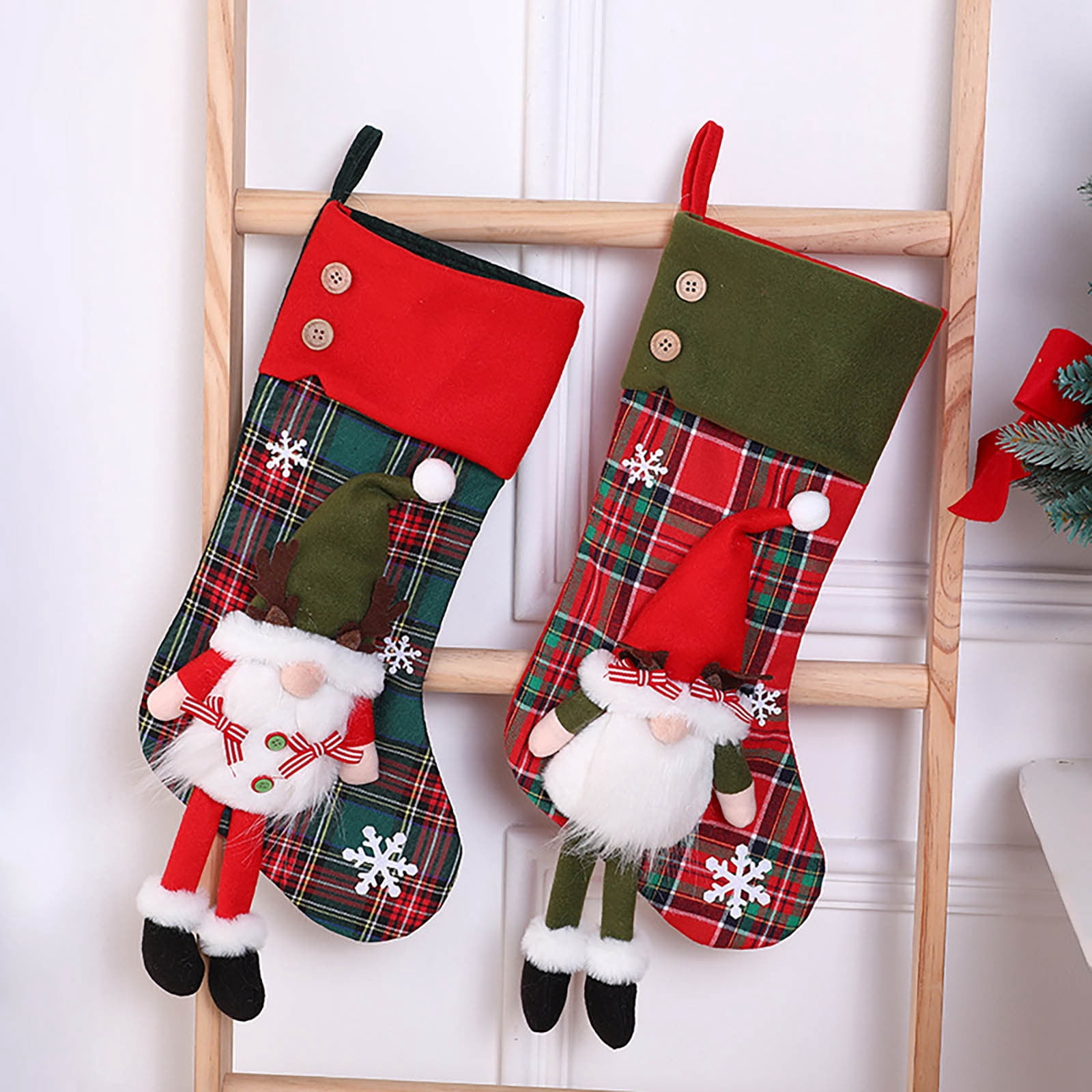 capino Knitted Christmas Stockings, Red Santa, Snowman, Three ...