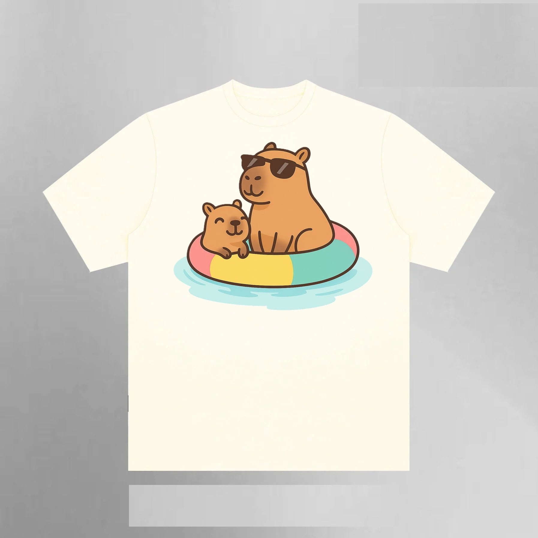 capybara dad and baby swimming, cute animal family moment, wholesome ...