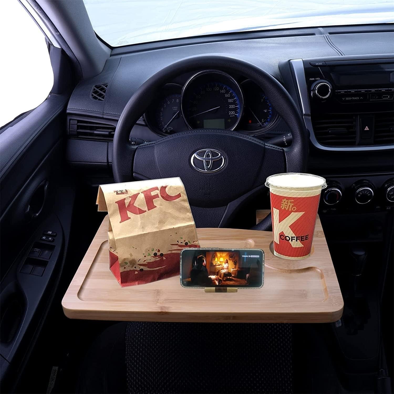 car Steering Wheel Tray, Bamboo Car Table, Wooden Steering Wheel Desk ...