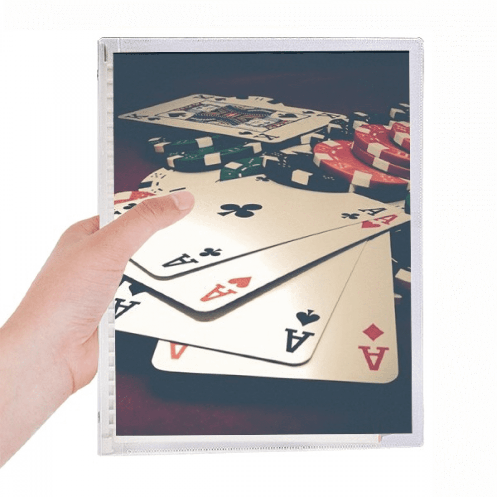 card poker chips gambling photo notebook loose diary refillable journal ...