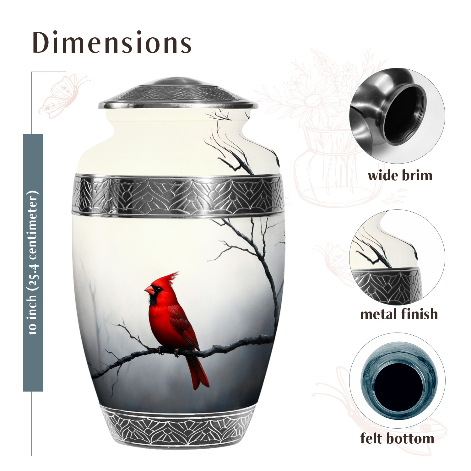 cardinal Bird Human Remains For Mom & Dad - Funeral Urns For Men ...