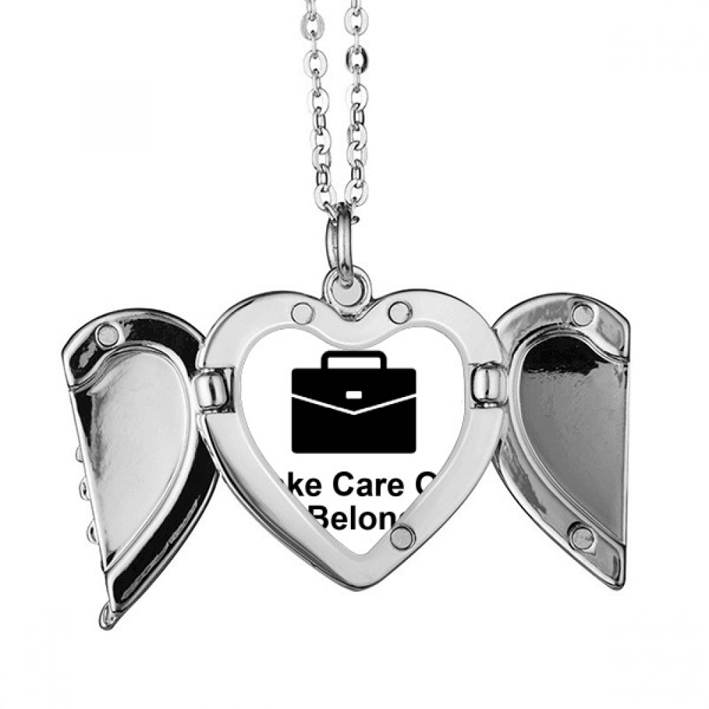 care your belongings black symbol angel wings necklpendant fashion ...