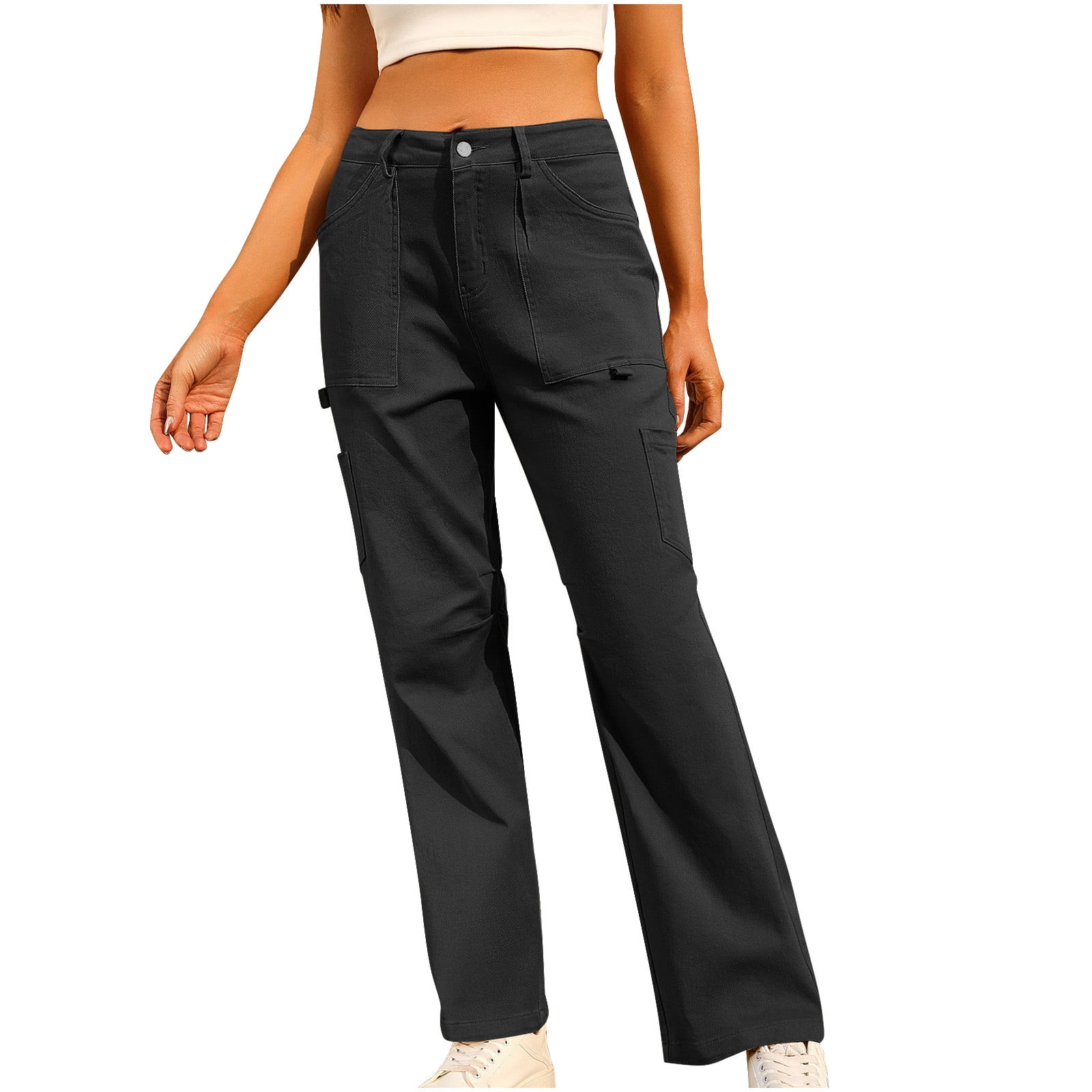 ZQUUVOU cargo pants for women Casual Multi Pocket Loose Wide Leg Work ...