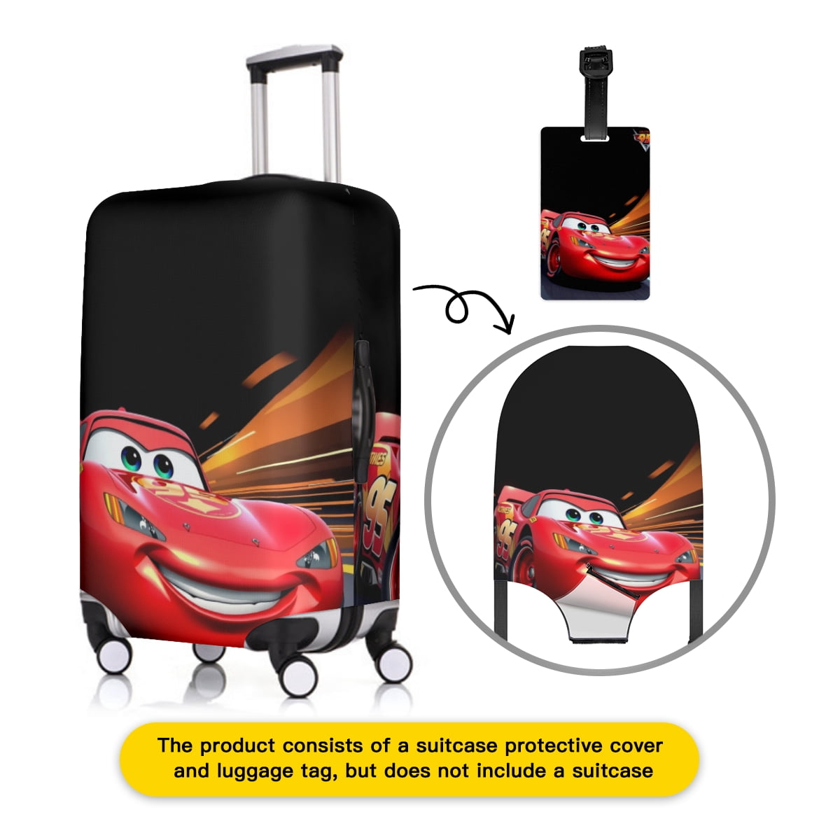 cars Hard Shell Suitcase Cover with Luggage Tag, 21inch/25inch/28inch ...