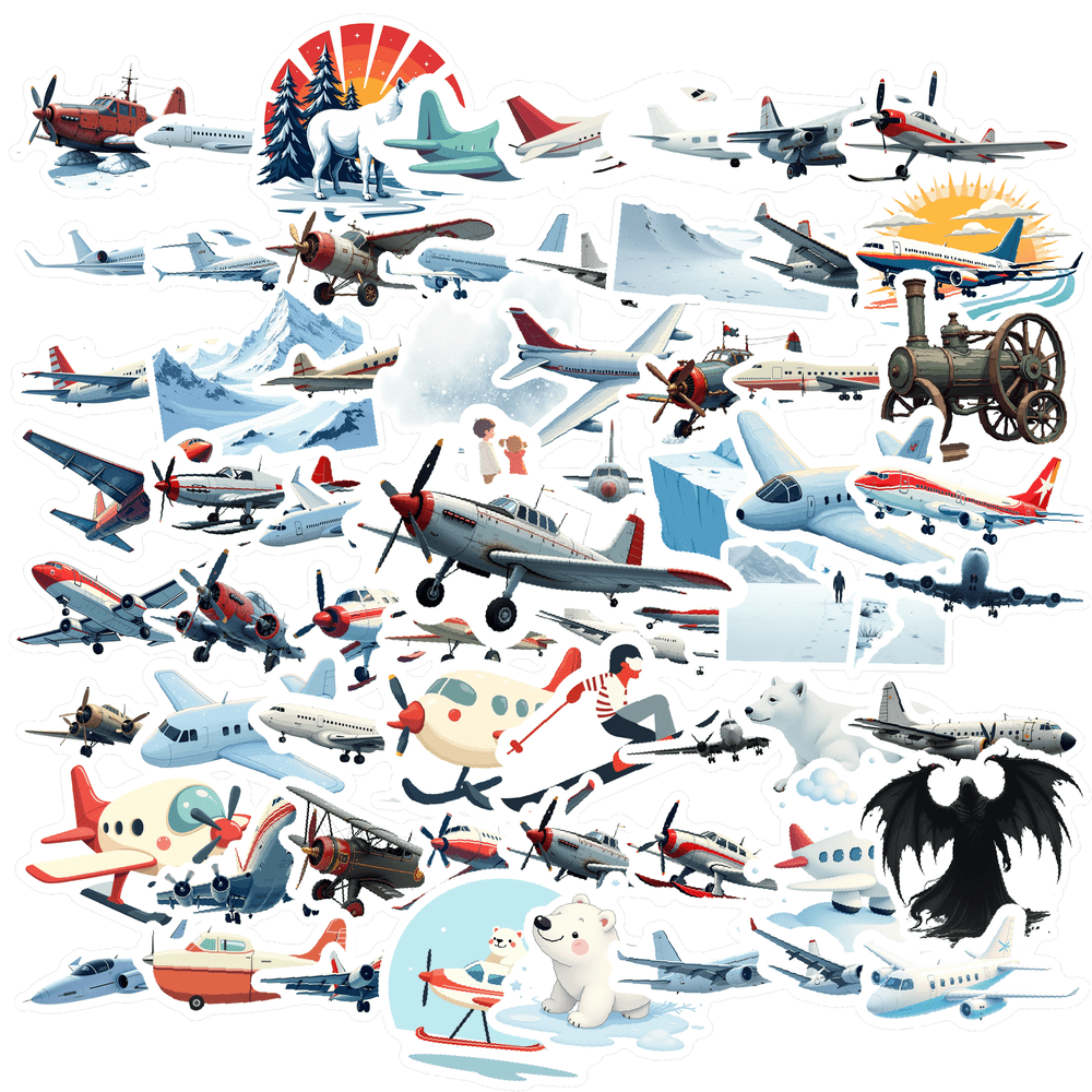 cartoon Airplane Theme Stickers, Waterproof Airplane Theme Sticker for ...