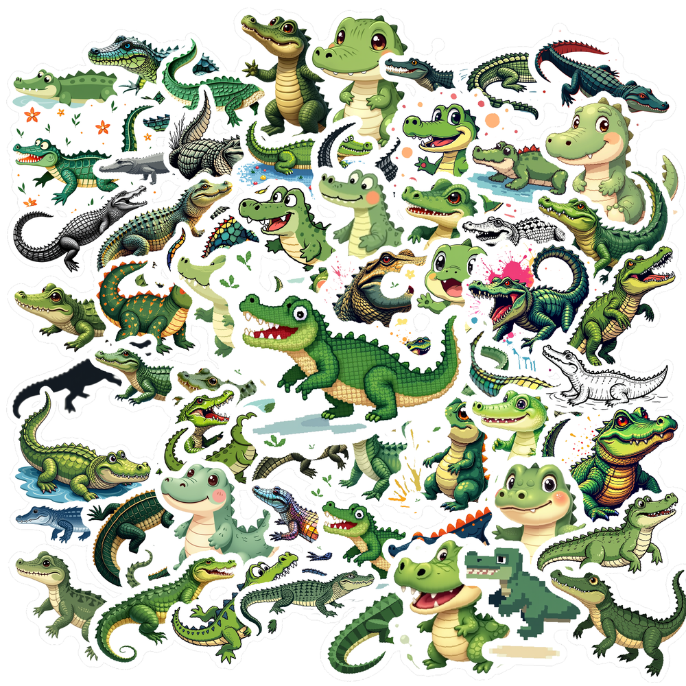 cartoon Alligator Theme Stickers, Waterproof Alligator Theme Sticker ...