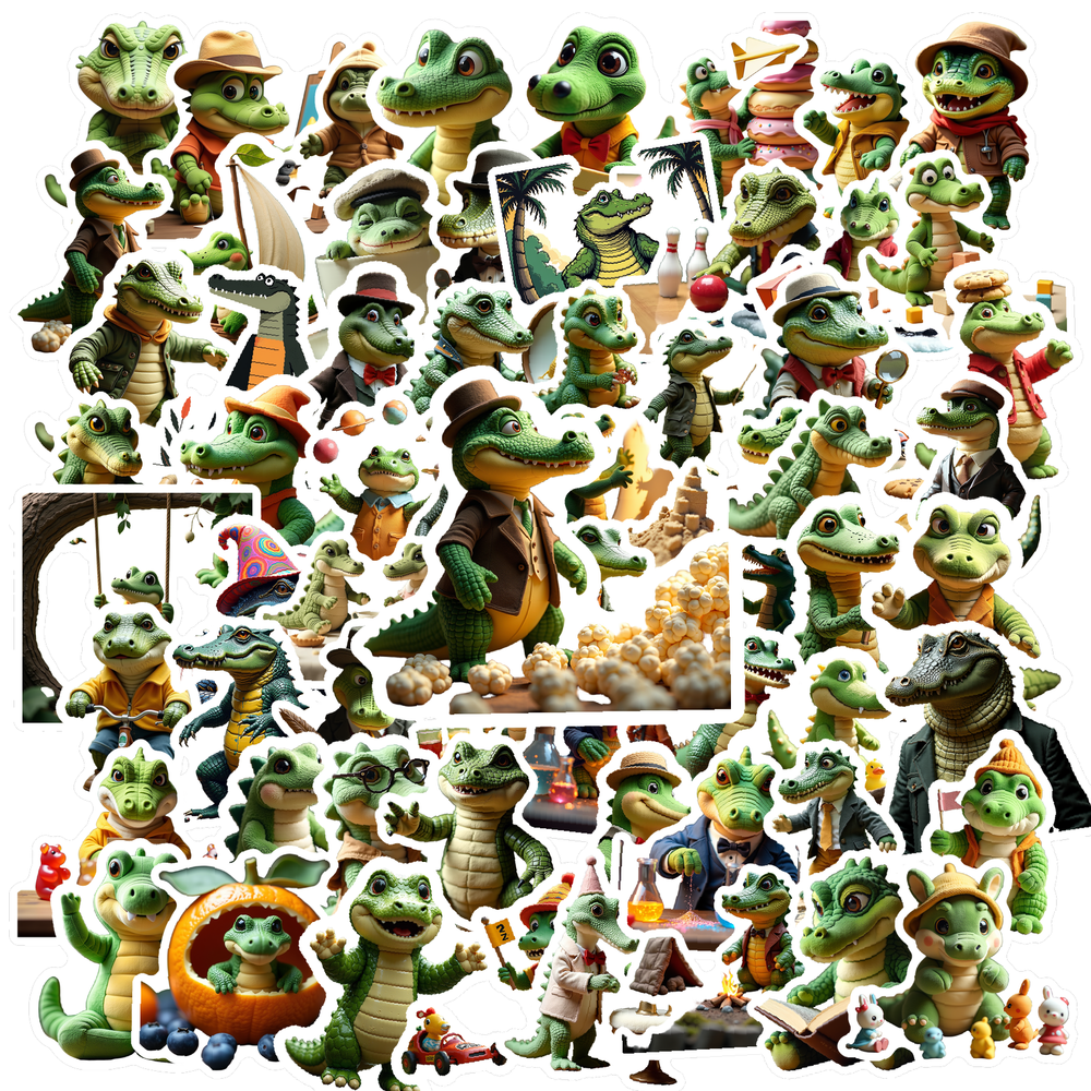 cartoon Alligator Theme Stickers, Waterproof Alligator Theme Sticker ...