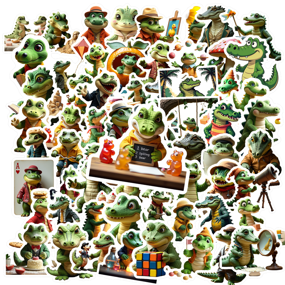 cartoon Alligator Theme Stickers, Waterproof Alligator Theme Sticker ...