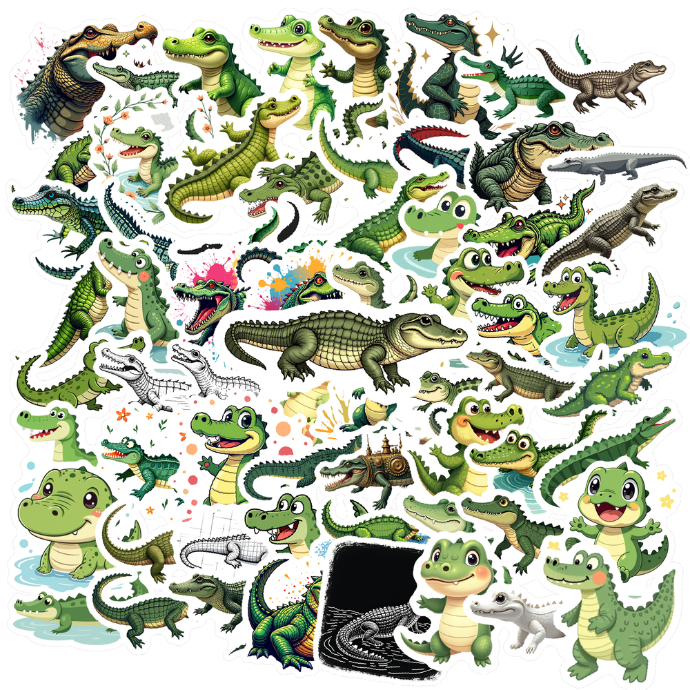 cartoon Alligator Theme Stickers, Waterproof Alligator Theme Sticker ...