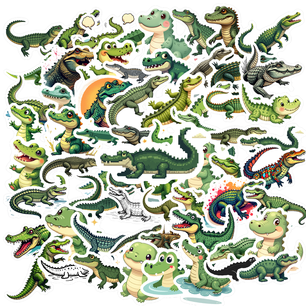 cartoon Alligator Theme Stickers, Waterproof Alligator Theme Sticker ...