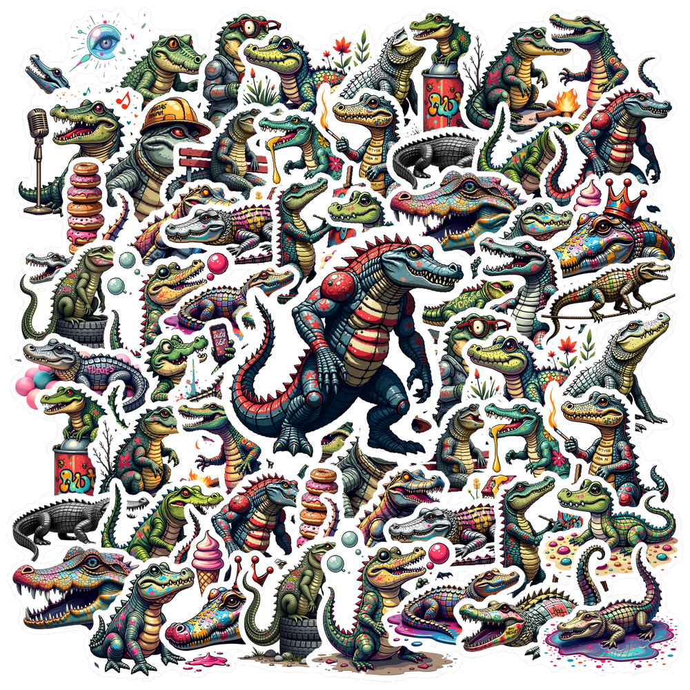cartoon Alligator Theme Stickers, Waterproof Alligator Theme Sticker ...