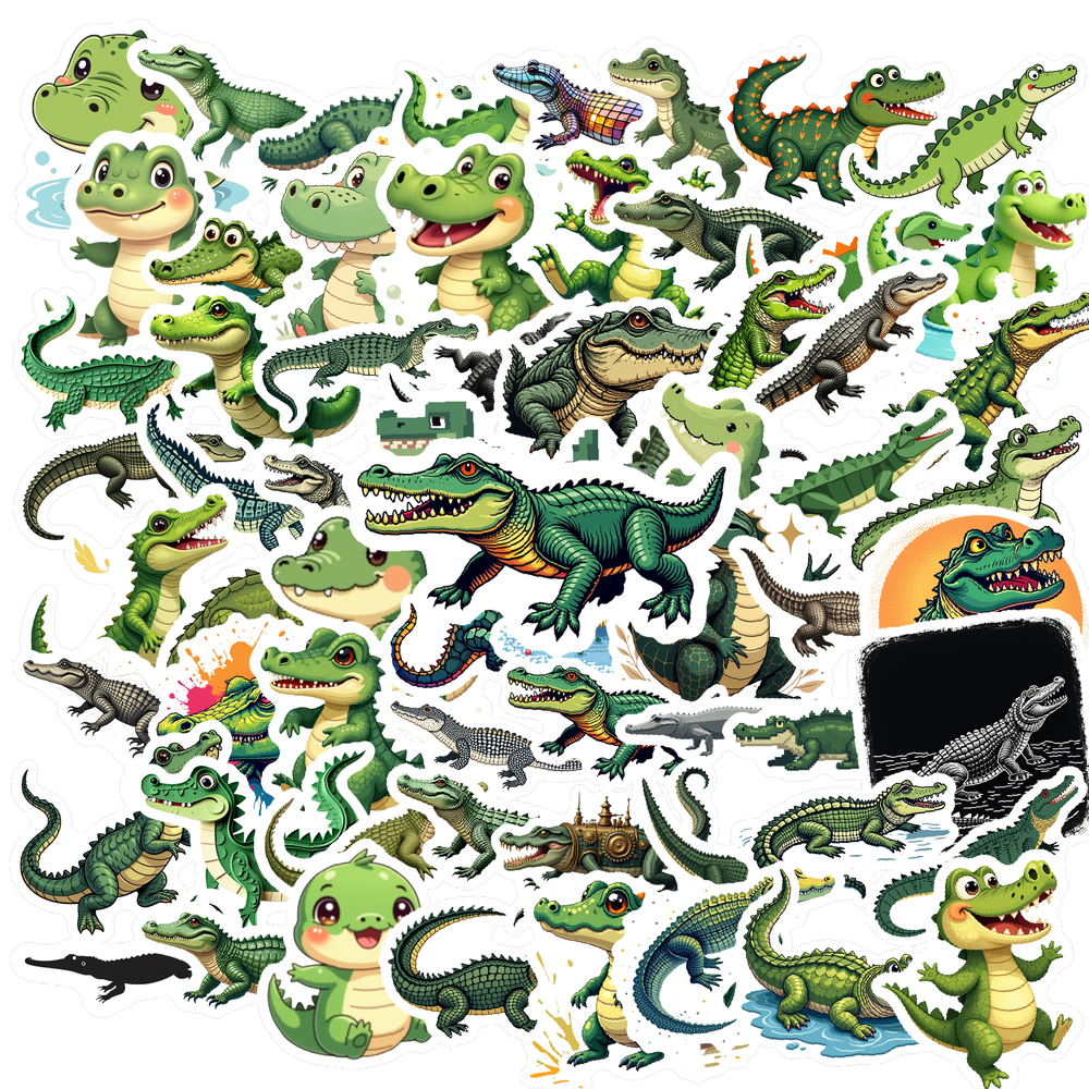 cartoon Alligator Theme Stickers, Waterproof Alligator Theme Sticker ...