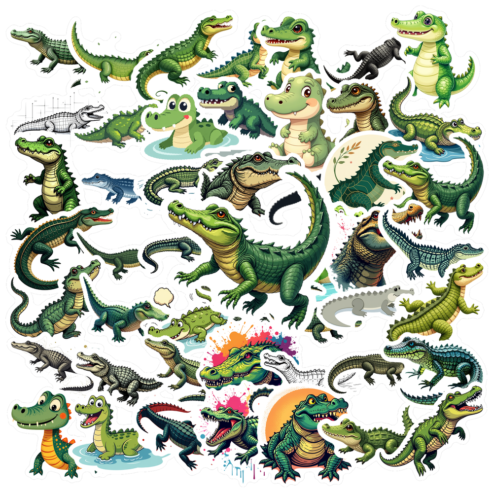 cartoon Alligator Theme Stickers, Waterproof Alligator Theme Sticker ...
