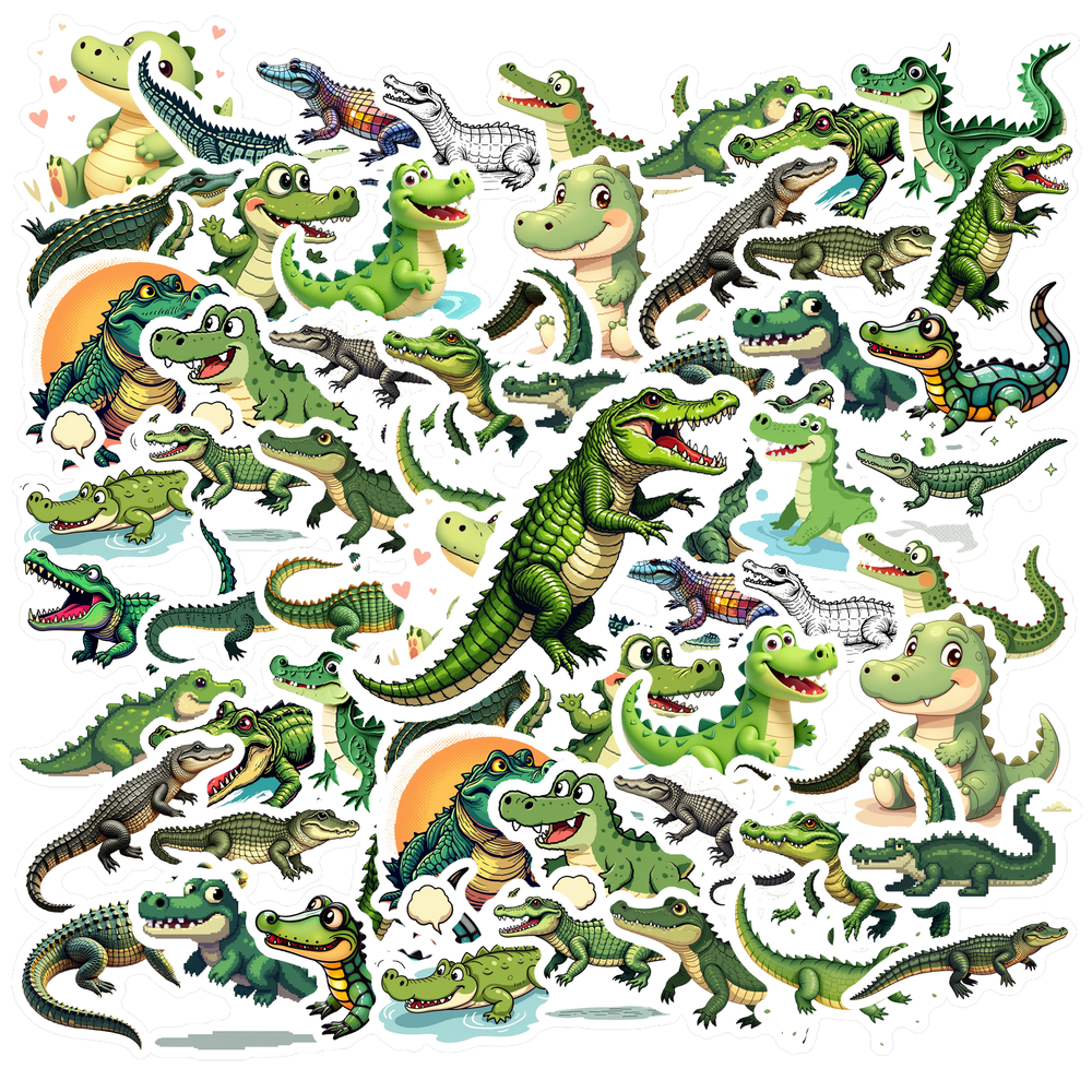 cartoon Alligator Theme Stickers, Waterproof Alligator Theme Sticker ...