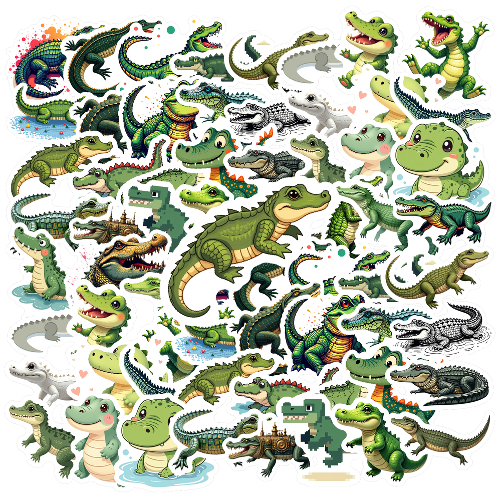 cartoon Alligator Theme Stickers, Waterproof Alligator Theme Sticker ...