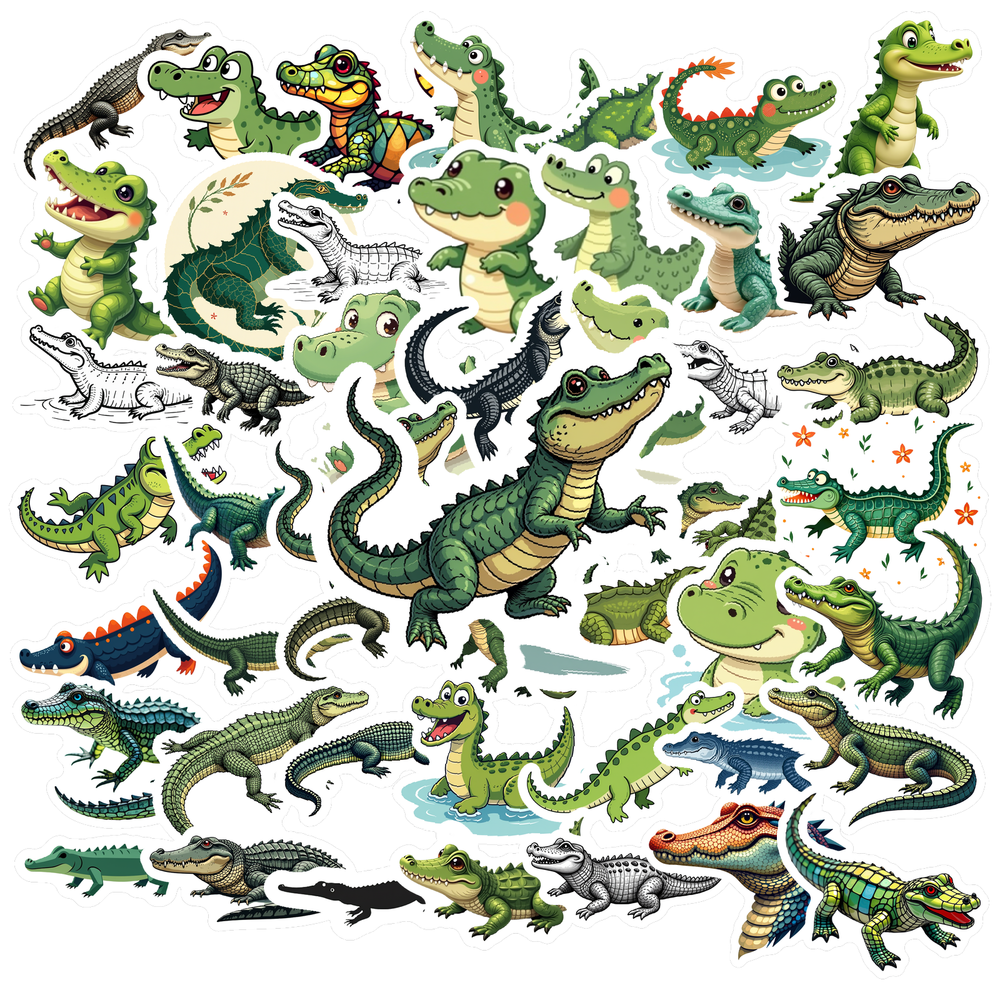 cartoon Alligator Theme Stickers, Waterproof Alligator Theme Sticker ...