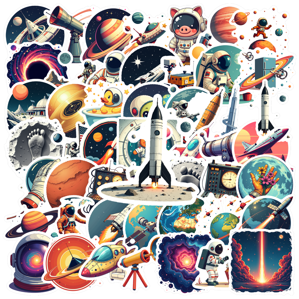 cartoon Astronaut Space Stickers, Waterproof Astronaut Space Sticker ...