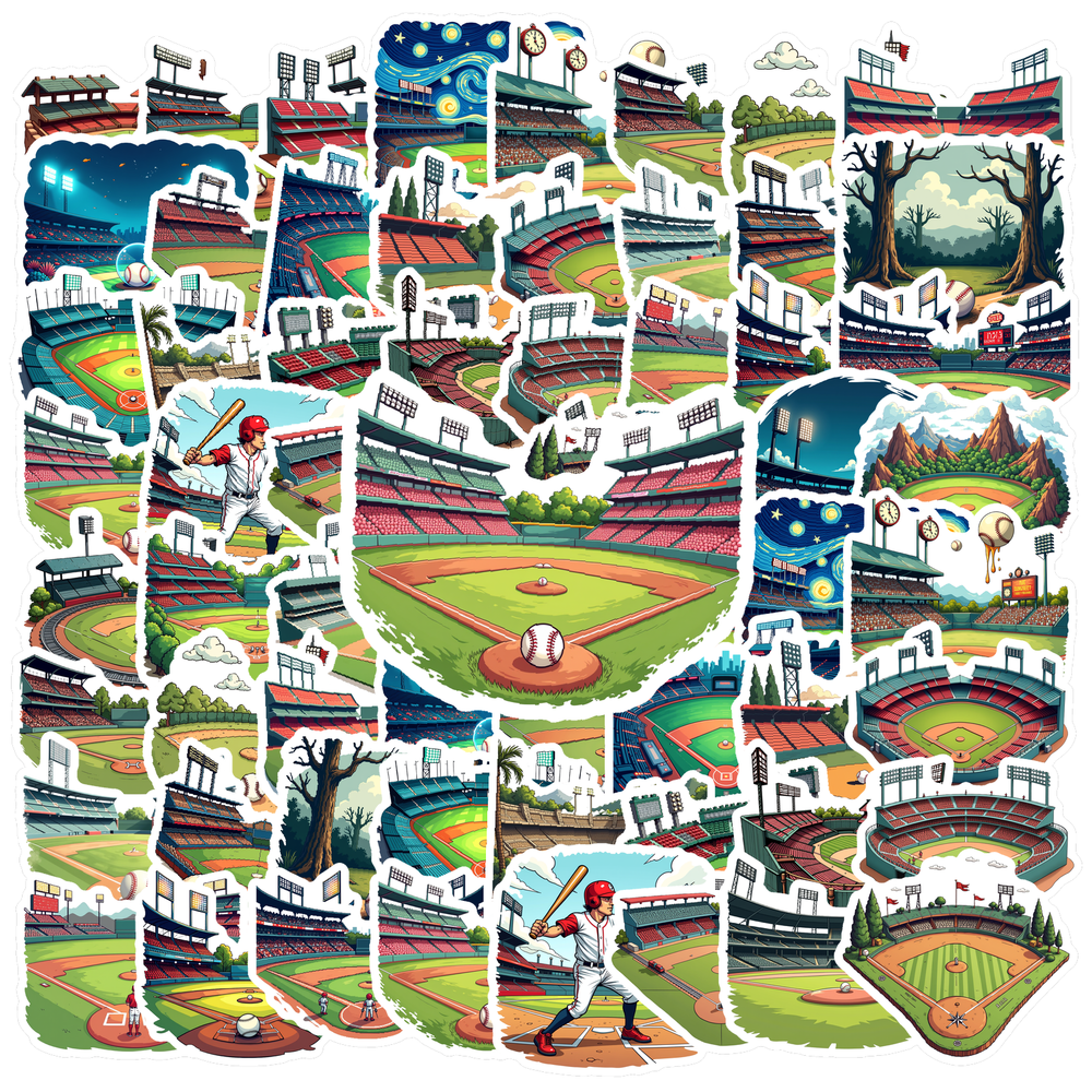 cartoon Baseball Stadium Stickers, Waterproof Baseball Stadium Sticker ...
