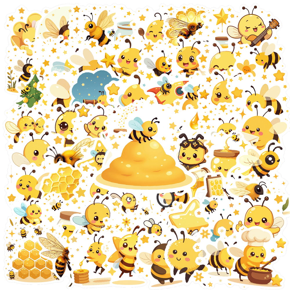 cartoon Bee Stickers, Waterproof Bee Sticker for Water Bottle Laptop ...