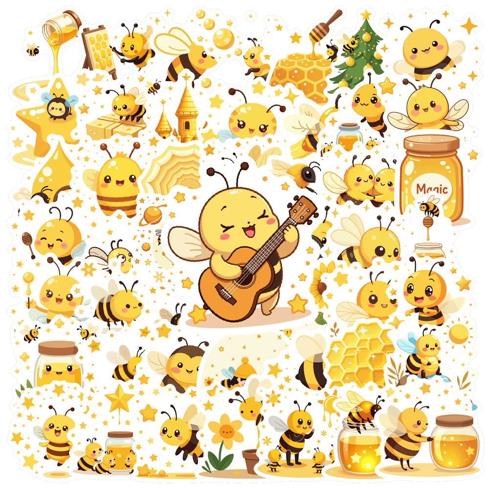 cartoon Bee Stickers, Waterproof Bee Sticker for Water Bottle Laptop ...