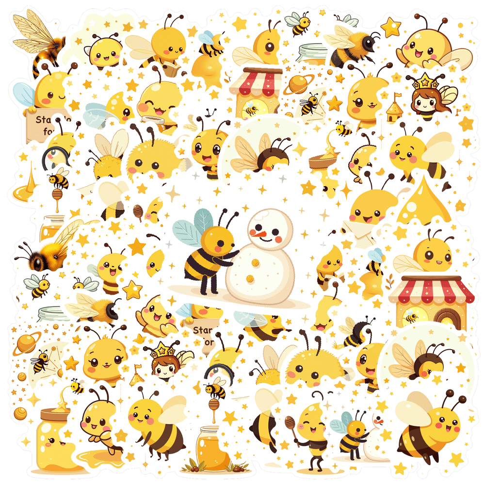 cartoon Bee Stickers, Waterproof Bee Sticker for Water Bottle Laptop ...