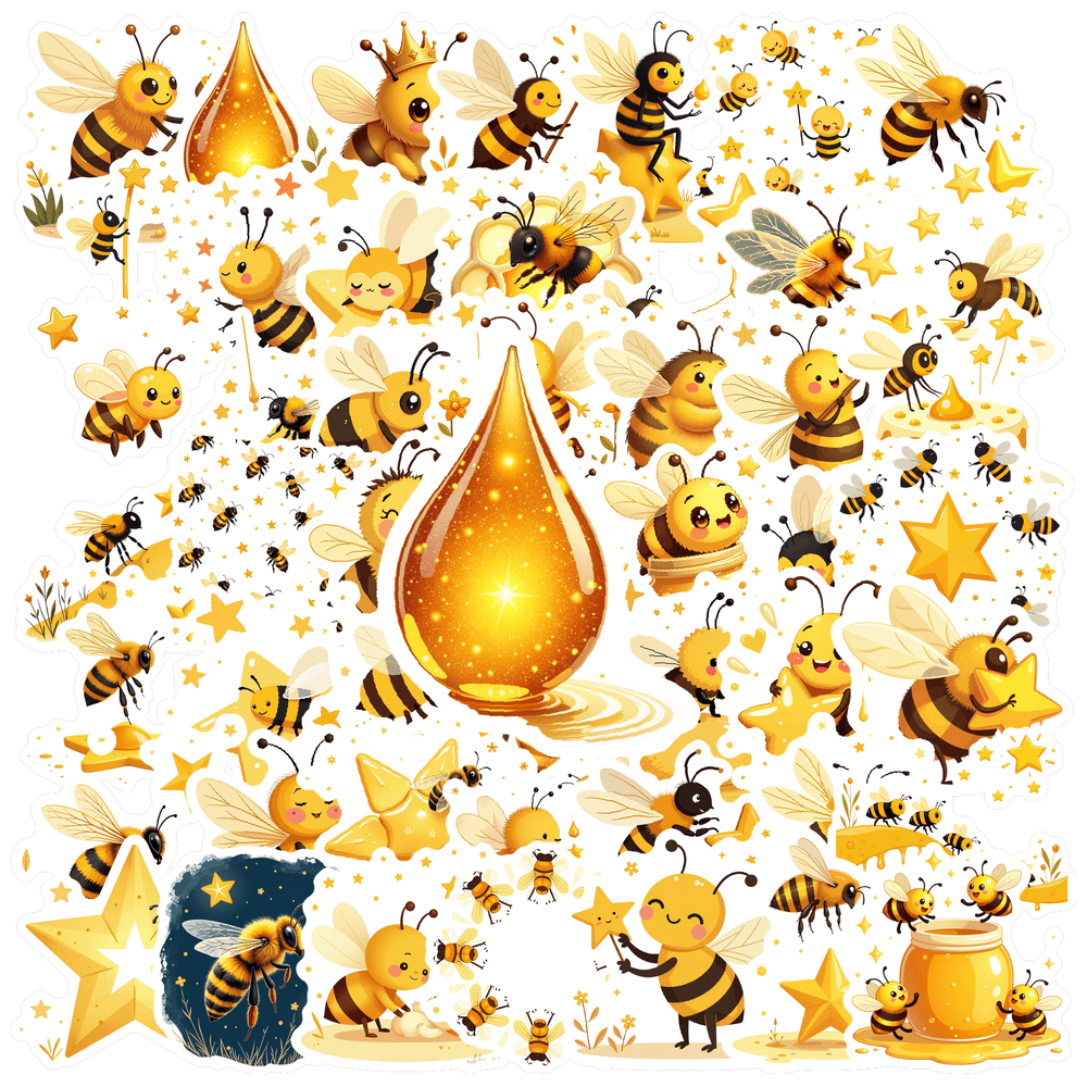 cartoon Bee Theme Stickers, Waterproof Bee Theme Sticker for Water ...