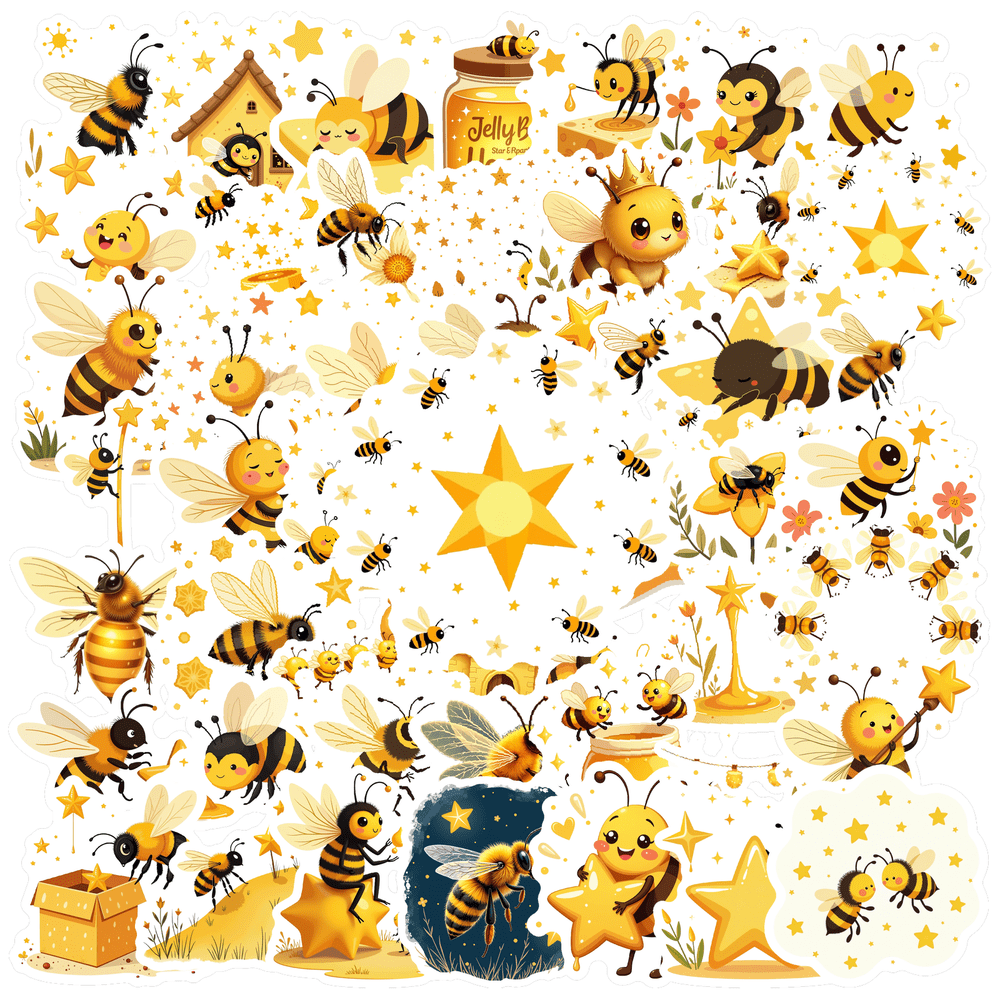 cartoon Bee Theme Stickers, Waterproof Bee Theme Sticker for Water ...