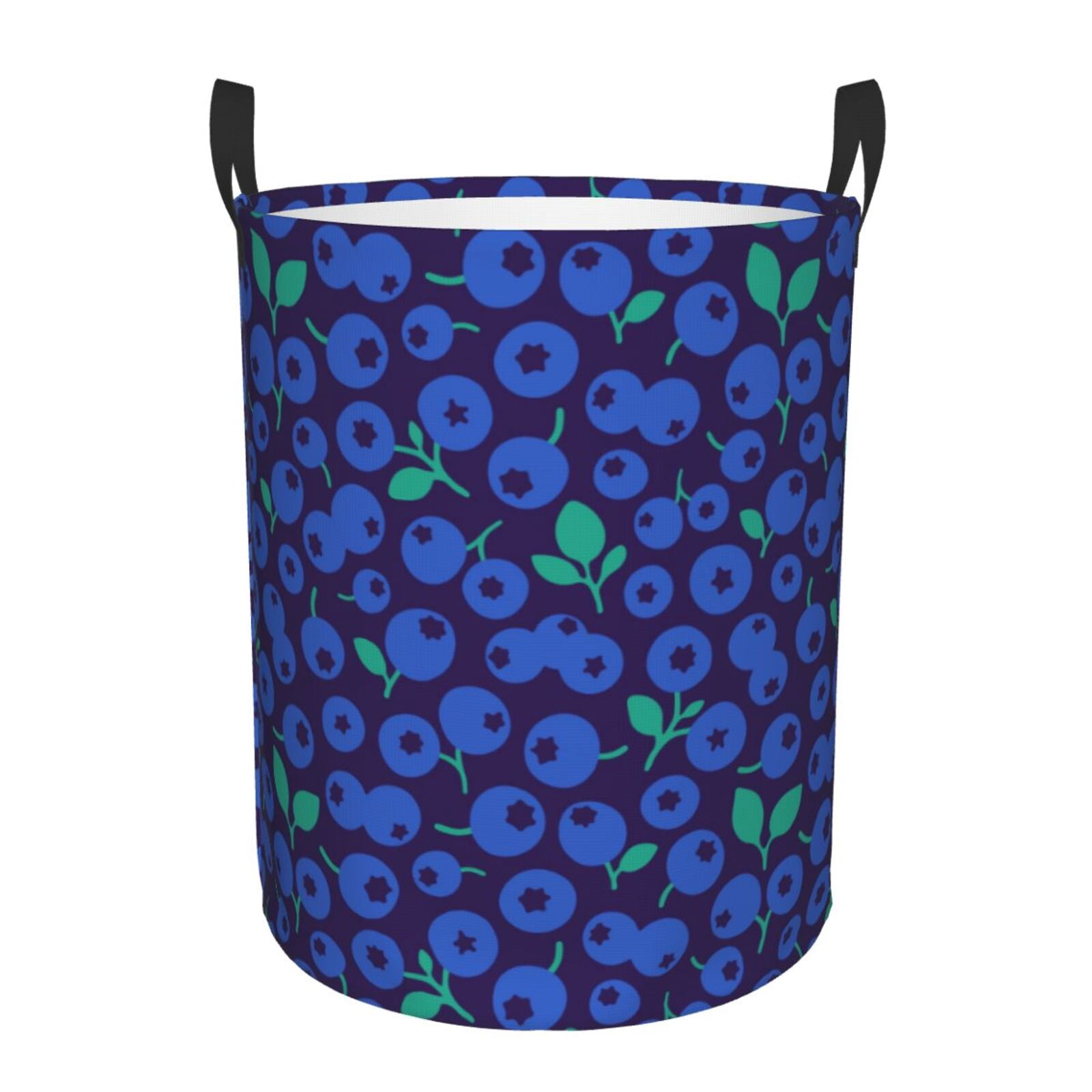 cartoon Blueberry Print Laundry Basket with Handles - Freestanding ...