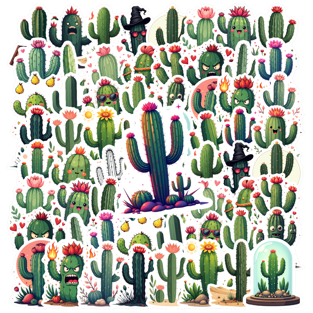 cartoon Cactus Theme Stickers, Waterproof Cactus Theme Sticker for ...